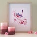 Wren Bird - Pink and Blue Watercolour Print, Home Decor, Office Art ...