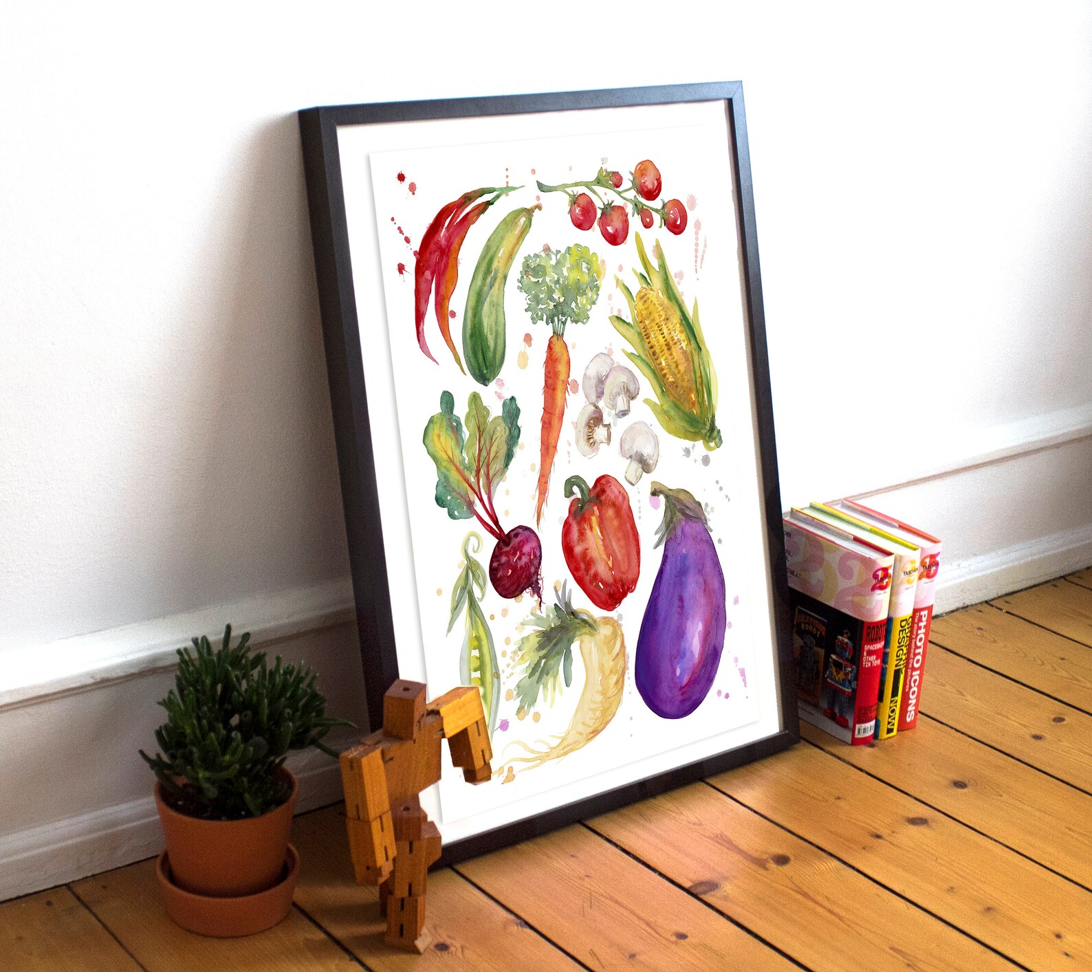 Vegetables Art Print, Kitchen Wall Art, Watercolour Veggies Poster ...