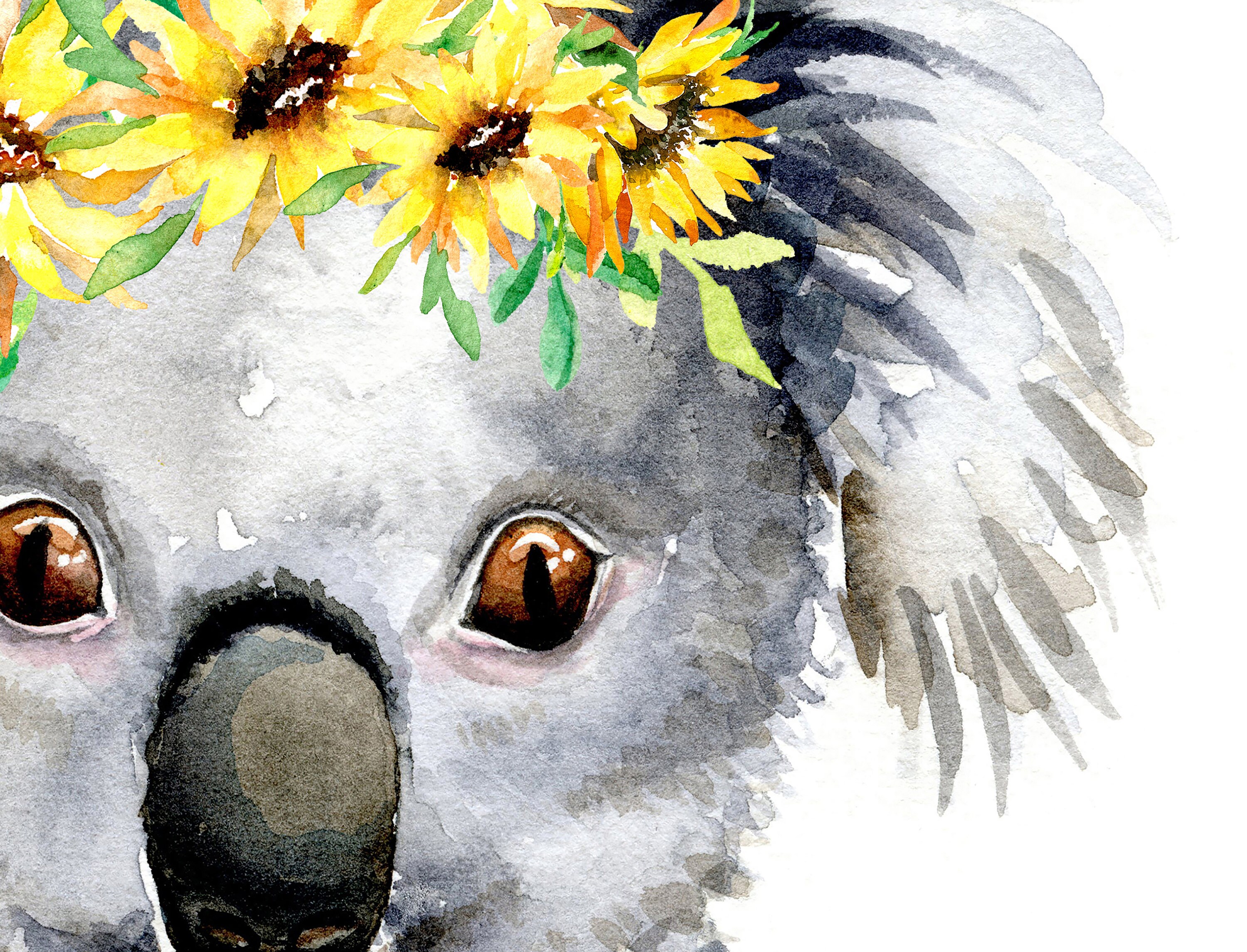 Australian Native Animals With Sunflower Flower Crowns - Etsy