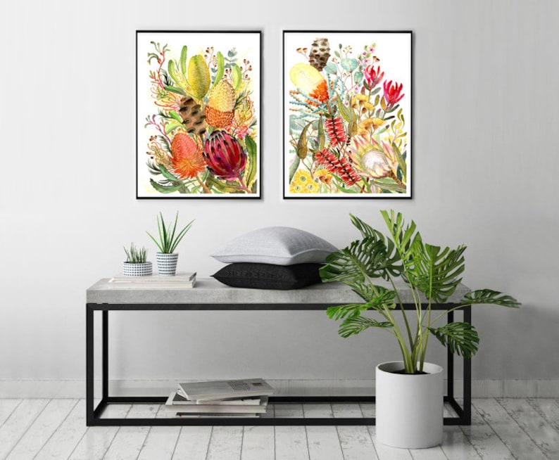 Australian Native Flower Art Prints Aussie Flora Wall Art Set - Etsy