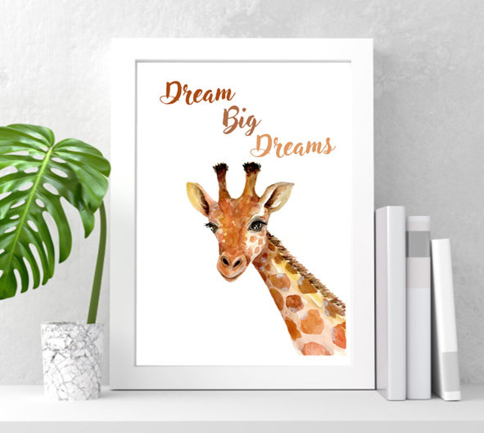 Giraffe Art Print Wild and Free or Dream Big Dreams Quotes | Etsy