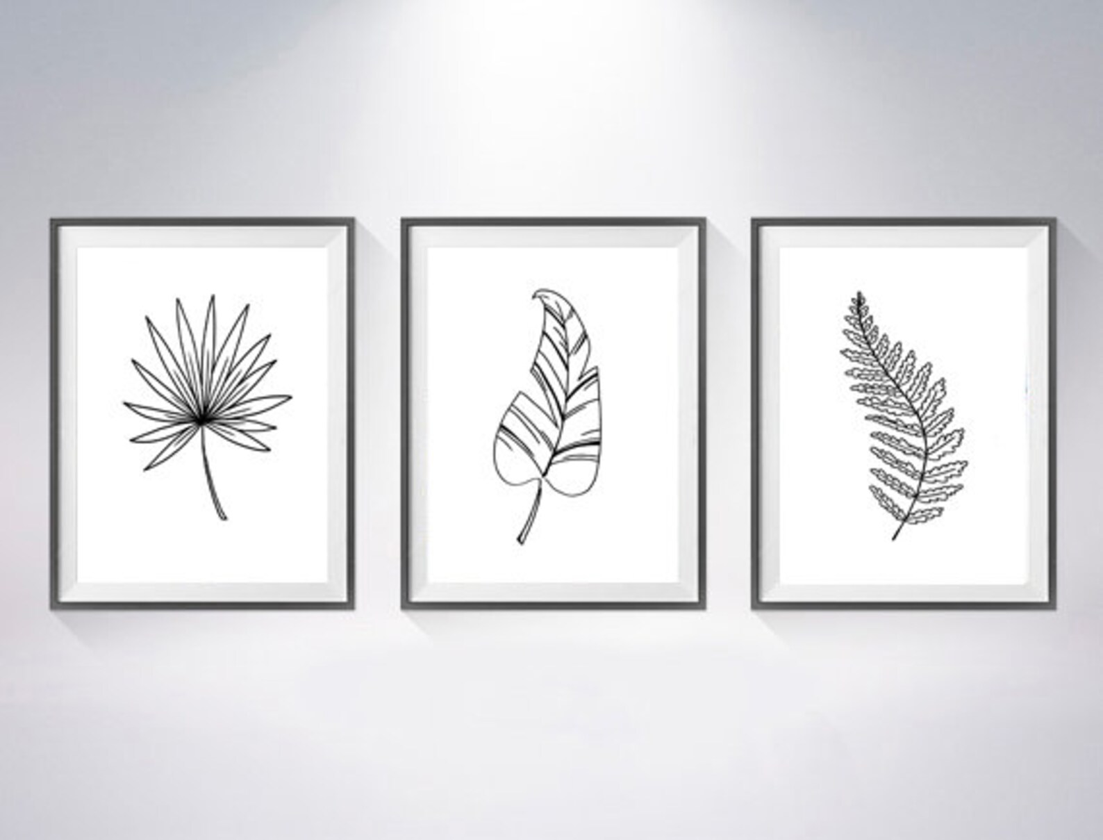 Leaf Line Art Drawing / Set of 3 Prints / Natural Leaves Home - Etsy ...