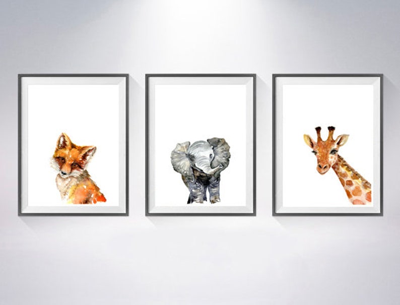 Animal Set Watercolour Art Prints / Set of 3 / Safari Home Decor ...