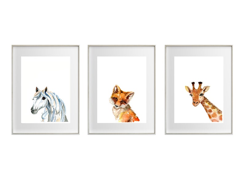 Animal Set Watercolour Art Prints / Set of 3 / Safari Home Decor ...
