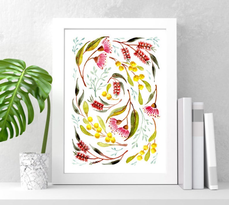 Australian Native Flowers Art Print Aussie Bush Watercolour - Etsy