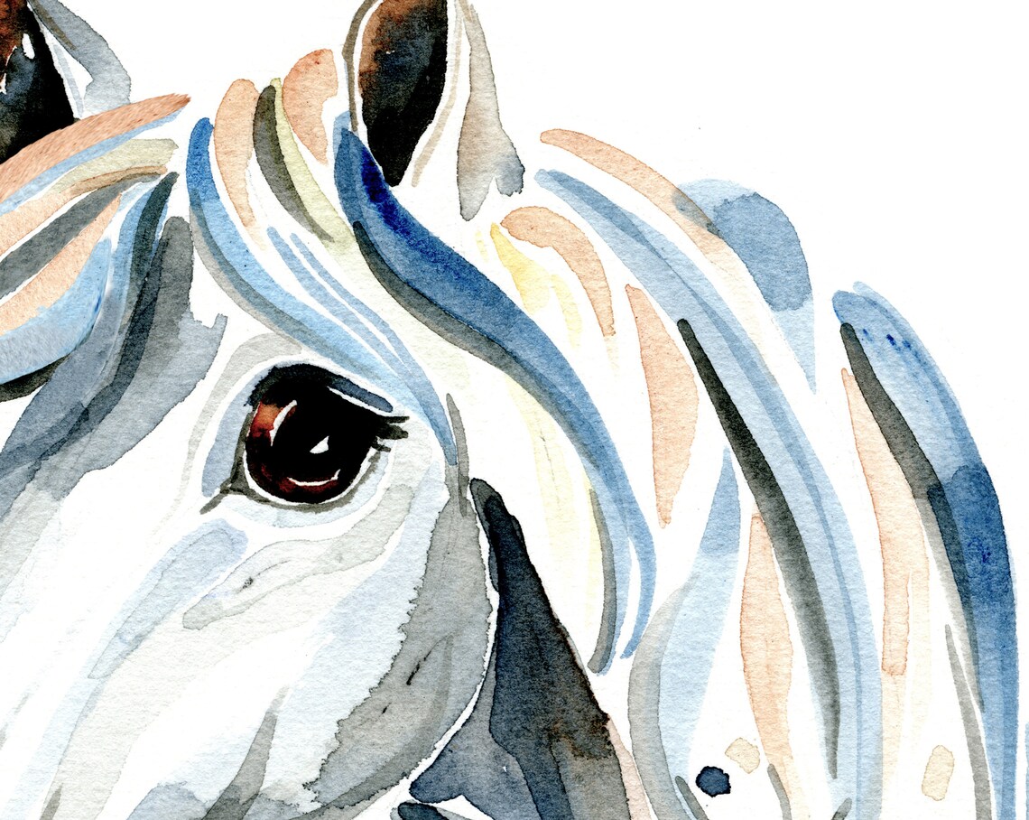 White Horse Art Print Watercolour Nursery Art Wall Art Art - Etsy Australia