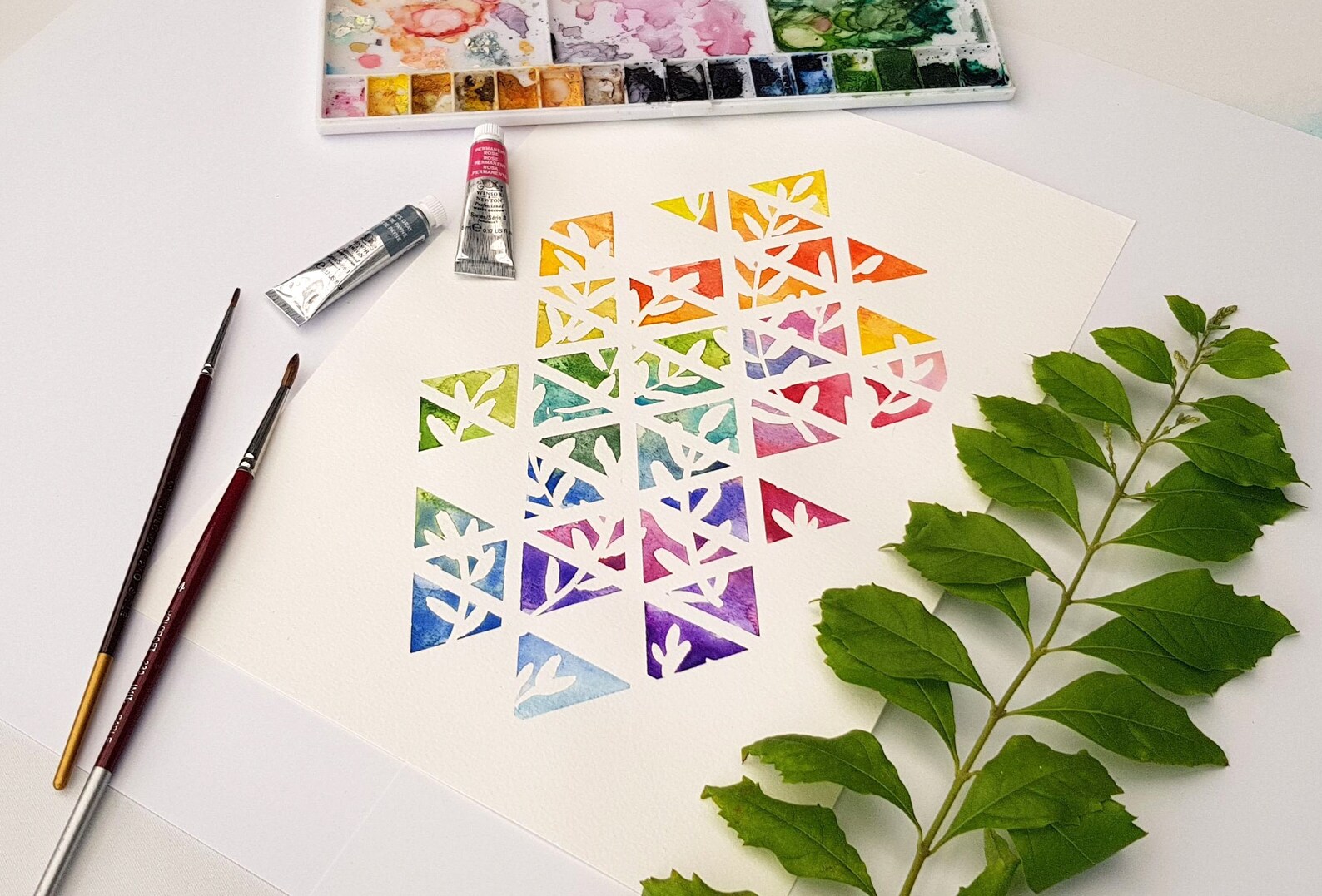 Colourful Rainbow Triangles Original Watercolour Painting - Etsy