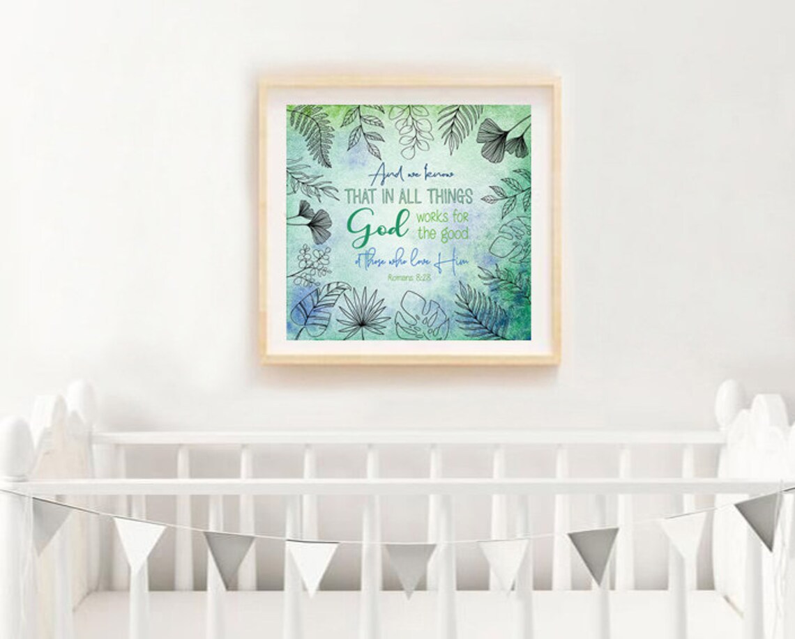 In All Things God Works for Good, Bible Quote Art Print, Scripture ...