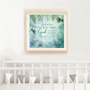 In All Things God Works for Good, Bible Quote Art Print, Scripture ...