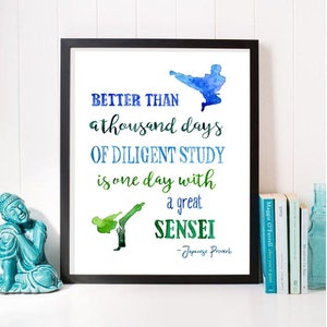 Sensei Gift, Art Print, Karate Teacher Gift, Japanese Proverb ...