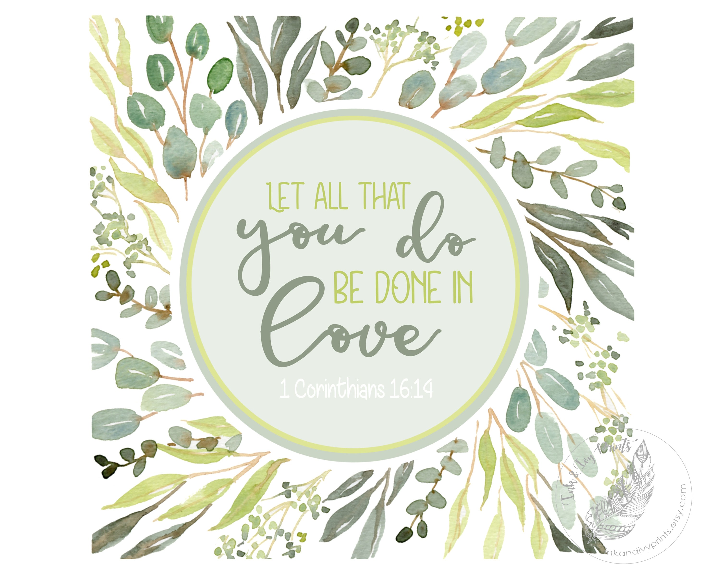 Bible Verse Art Print Let all that you do be done in Love | Etsy