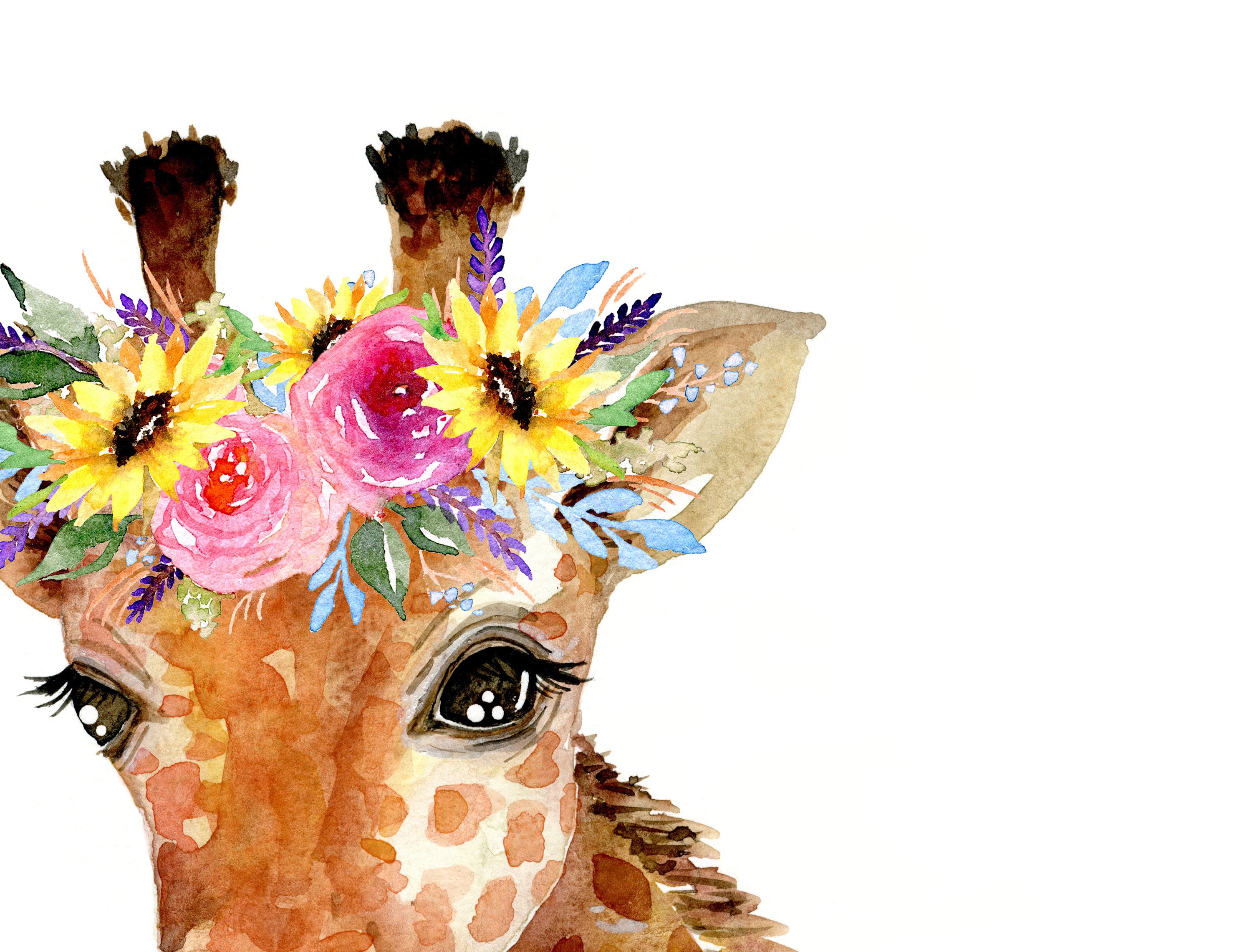 Animal Nursery Art Prints / Giraffe Koala Fox With Flower - Etsy