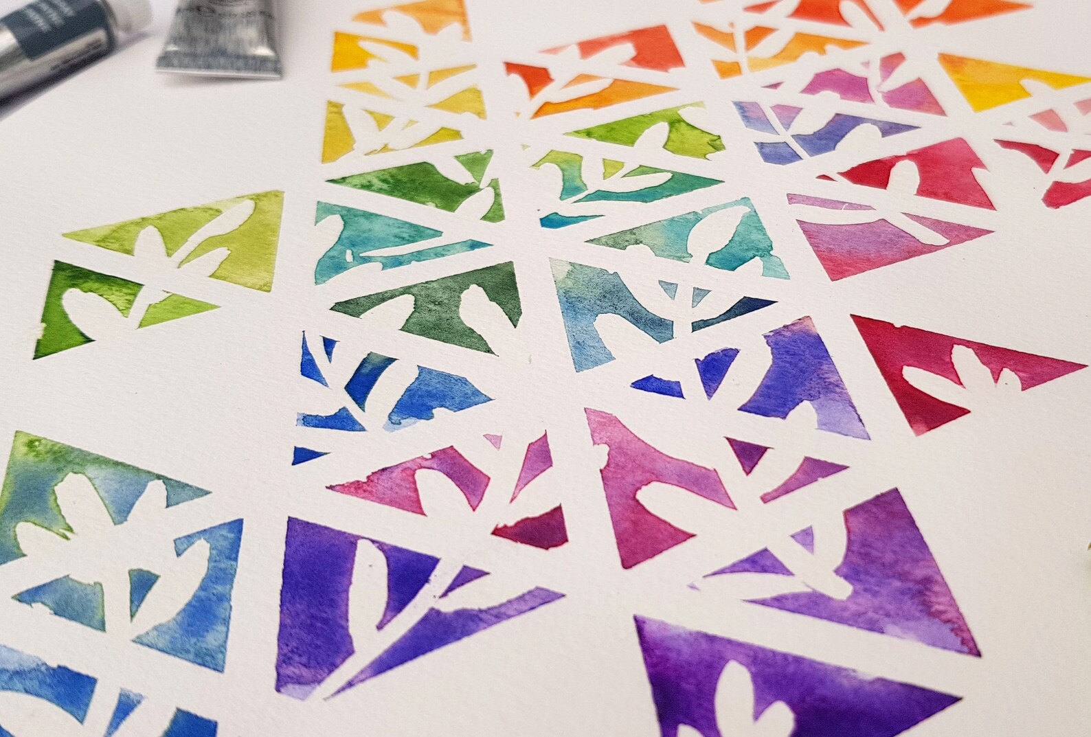 Colourful Rainbow Triangles Original Watercolour Painting - Etsy