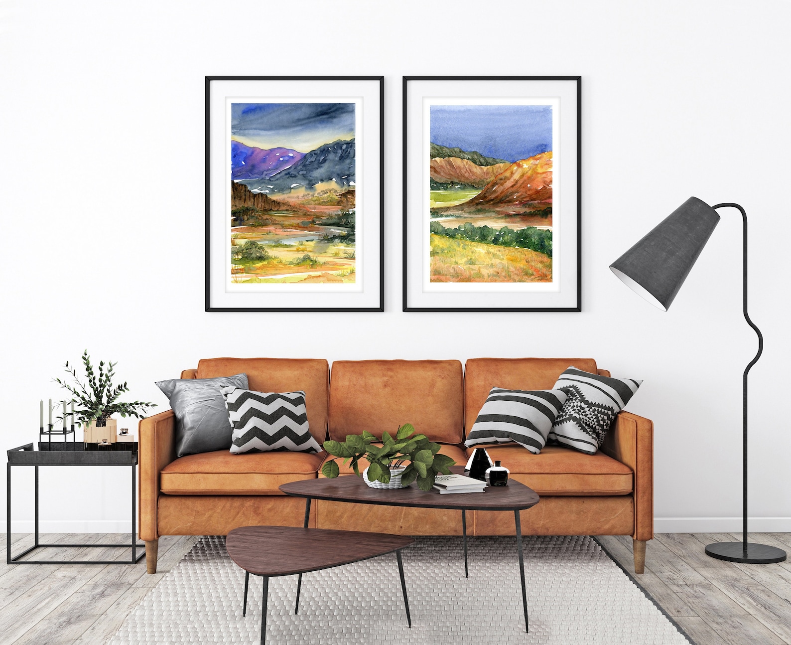 Australian Landscape Art Prints Set of 2, Modern Aussie Outback ...