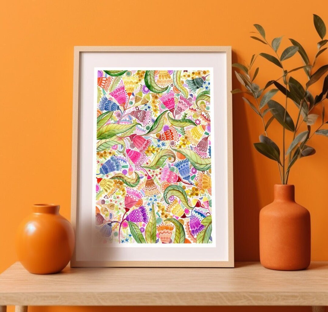 Colourful Gum Blossom Flower Art Print, Bright Australian Natives ...