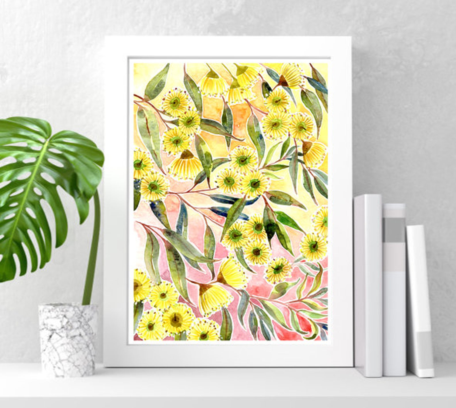 Yellow Gum Blossom Art Print Australian Native Flowers | Etsy