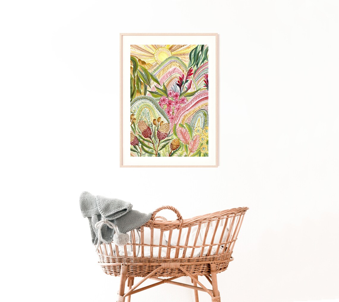 Abstract Art Print Australian Flowers and Rainbows Wall - Etsy Australia