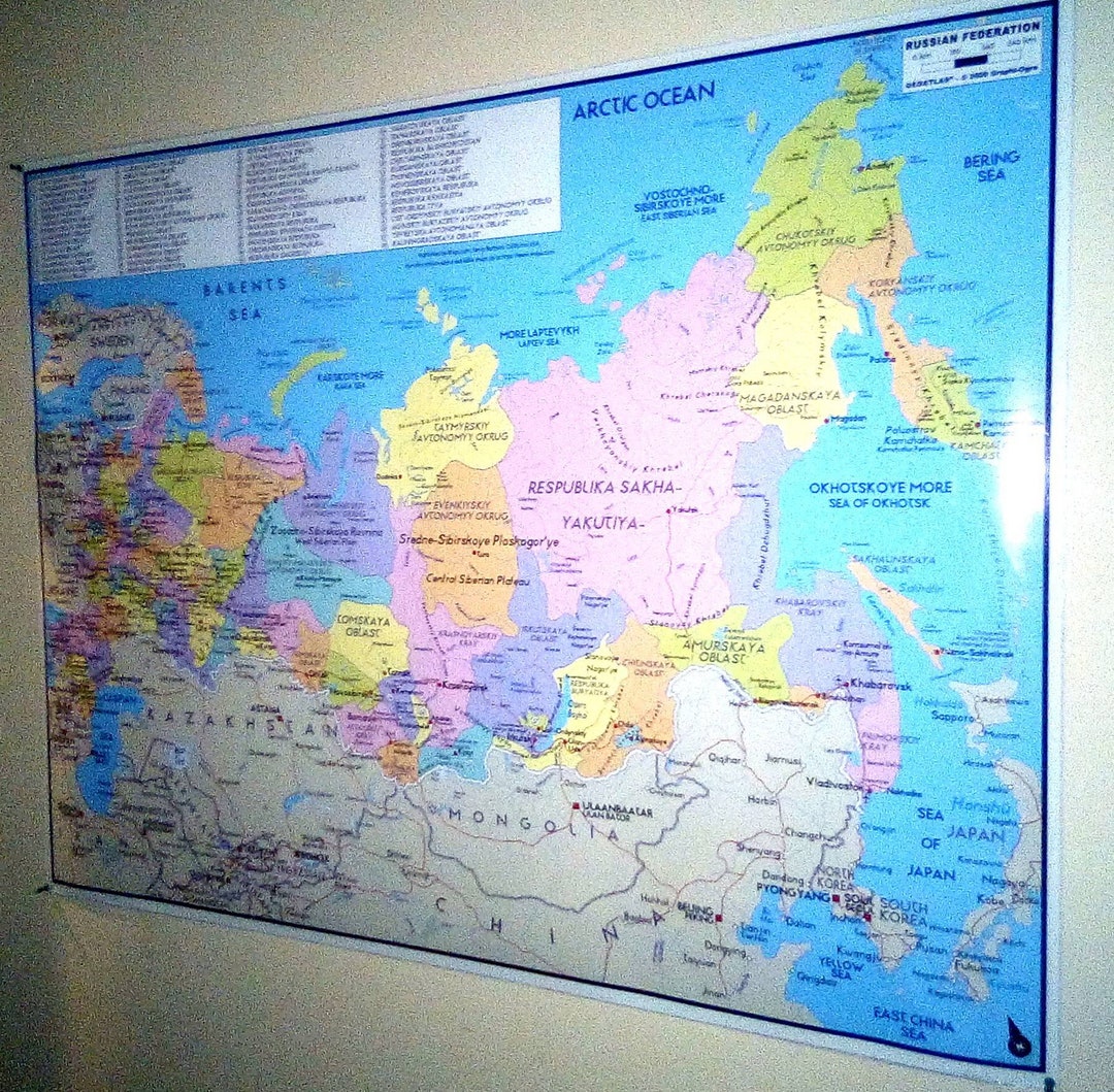 Large 46" Laminated Wall Map, Russian Federation - Etsy