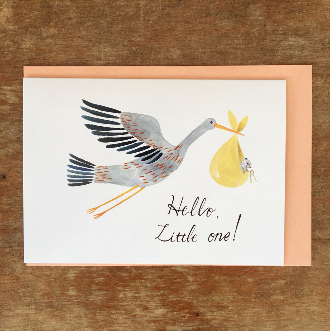 New Baby Card - Hello, Little One! - Original Illustration by Nana ...