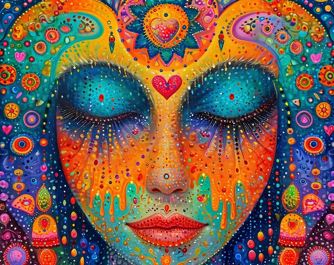 UV Tapestry «beauty Visions» Black Light Glow Trippy Psychedelic Girl ...