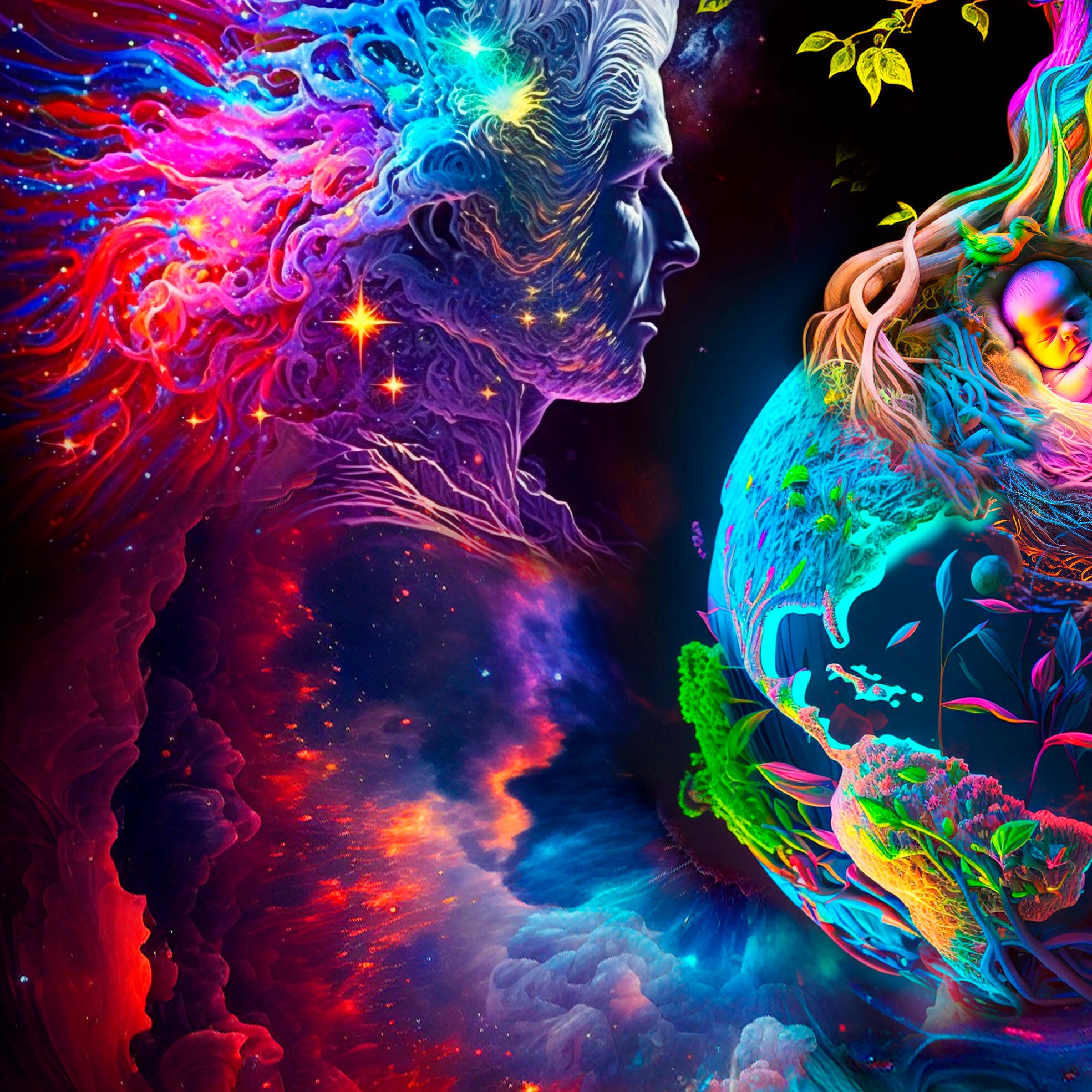 Trippy Backdrop "lineage" - UV Active Blacklight Psychedelic Tapestry ...