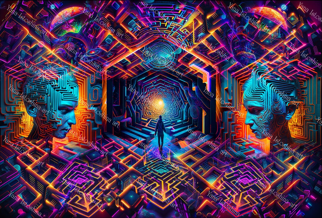 UV Reactive Blacklight Tapestry Psytrance Decor Psychedelic Trip ...