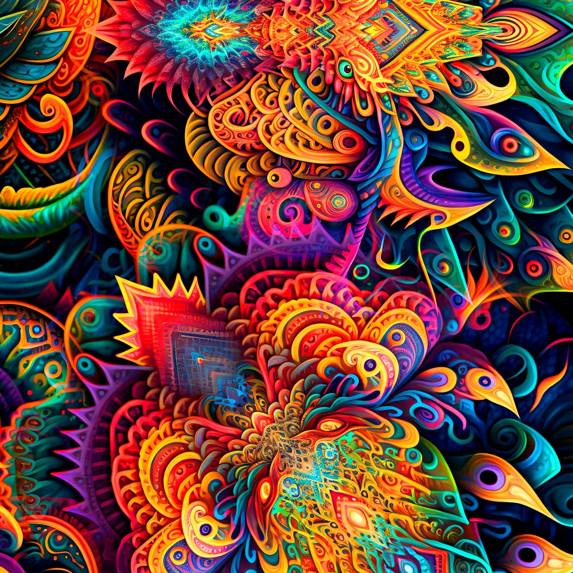 Trippy Backdrop mandala UV Reactive Black Light Psychedelic Tapestry ...