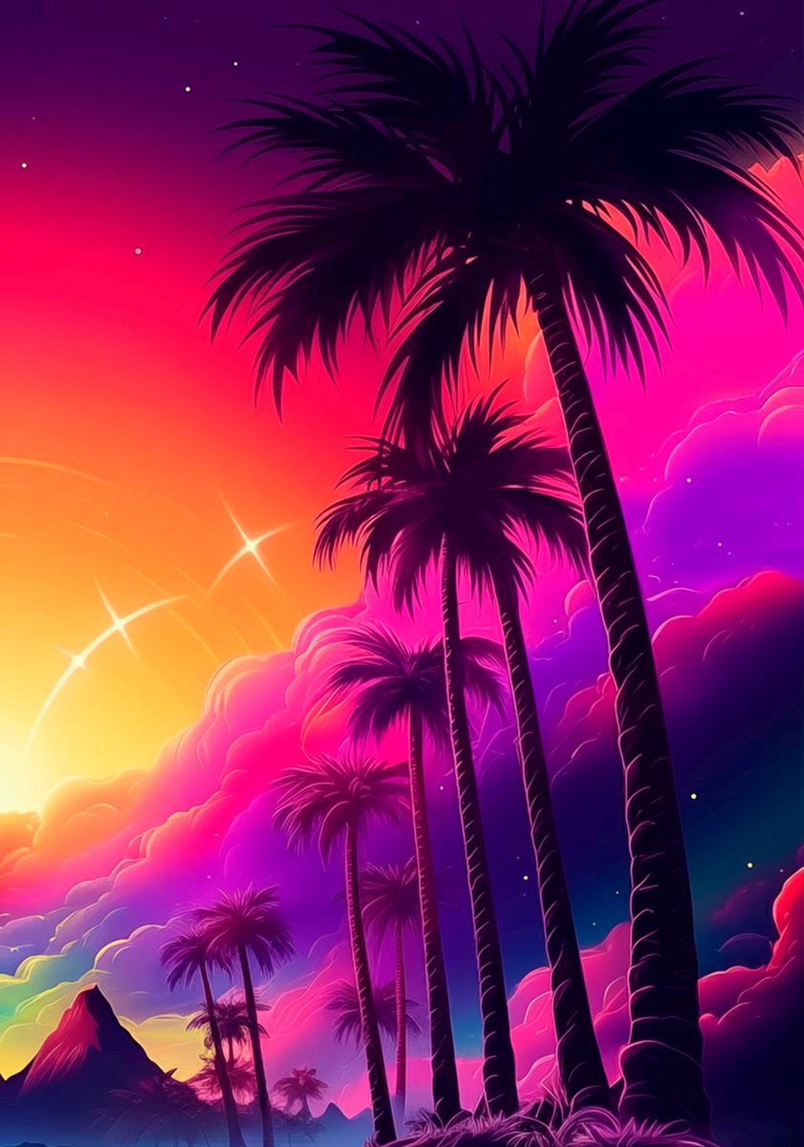 UV TAPESTRY «tropical Mirage» Blacklight Trippy Backdrop Bright ...