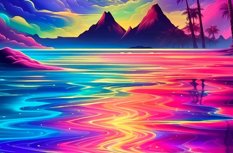 UV TAPESTRY «tropical Mirage» Blacklight Trippy Backdrop Bright ...