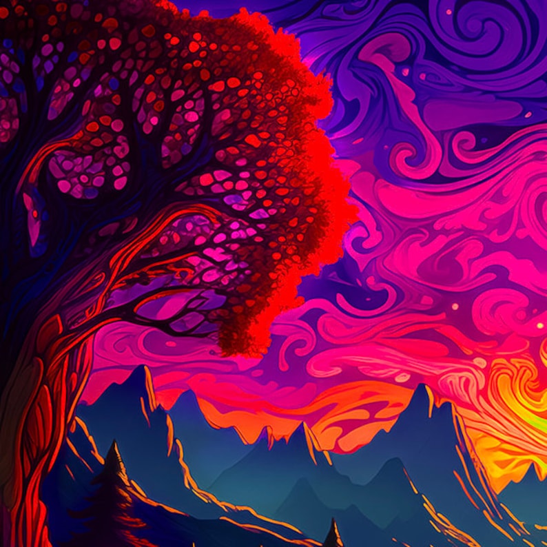 Blacklight Backdrop "sunset Valley" Psychedelic Trippy UV Reactive ...