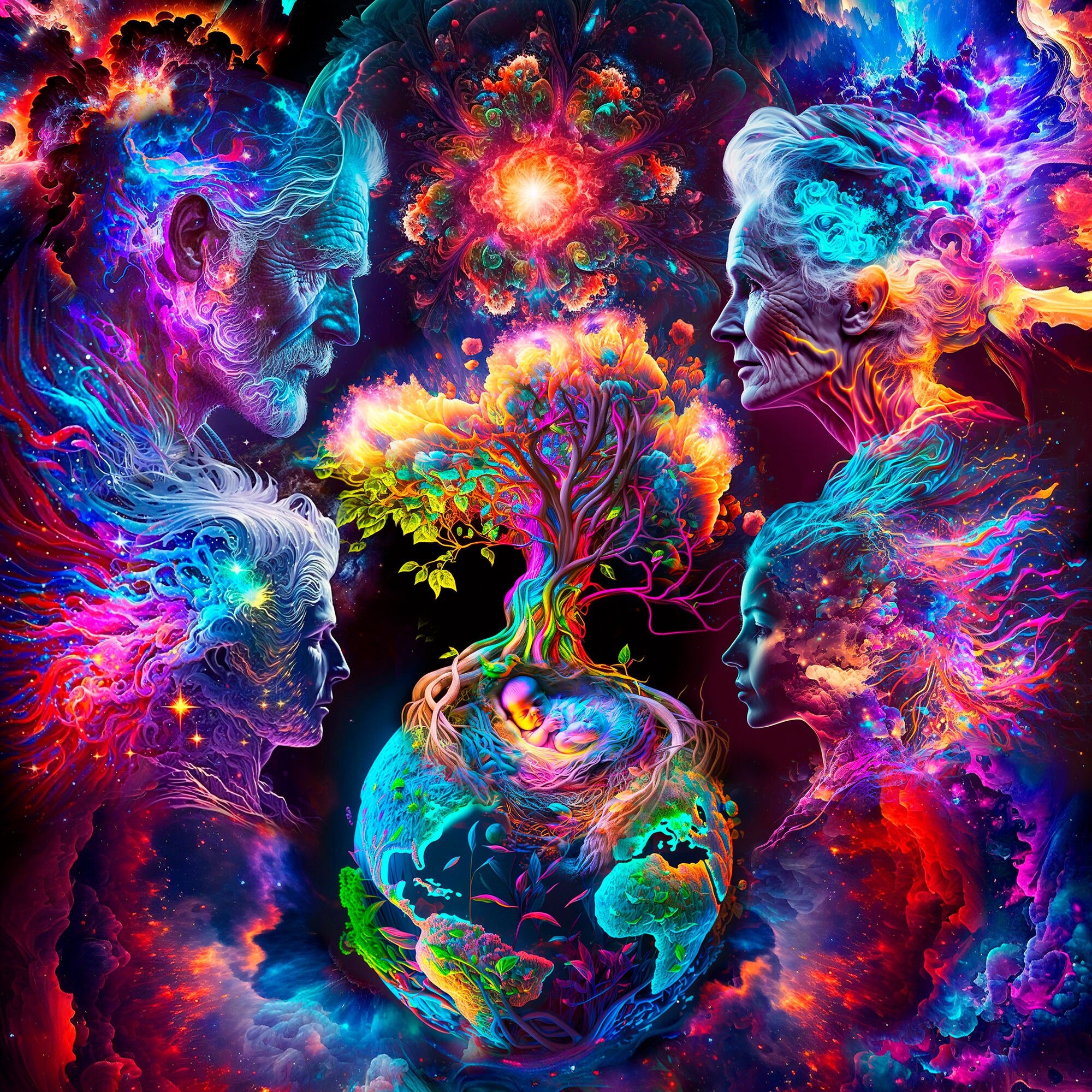 Trippy Backdrop lineage UV Active Blacklight Psychedelic Tapestry Glow ...