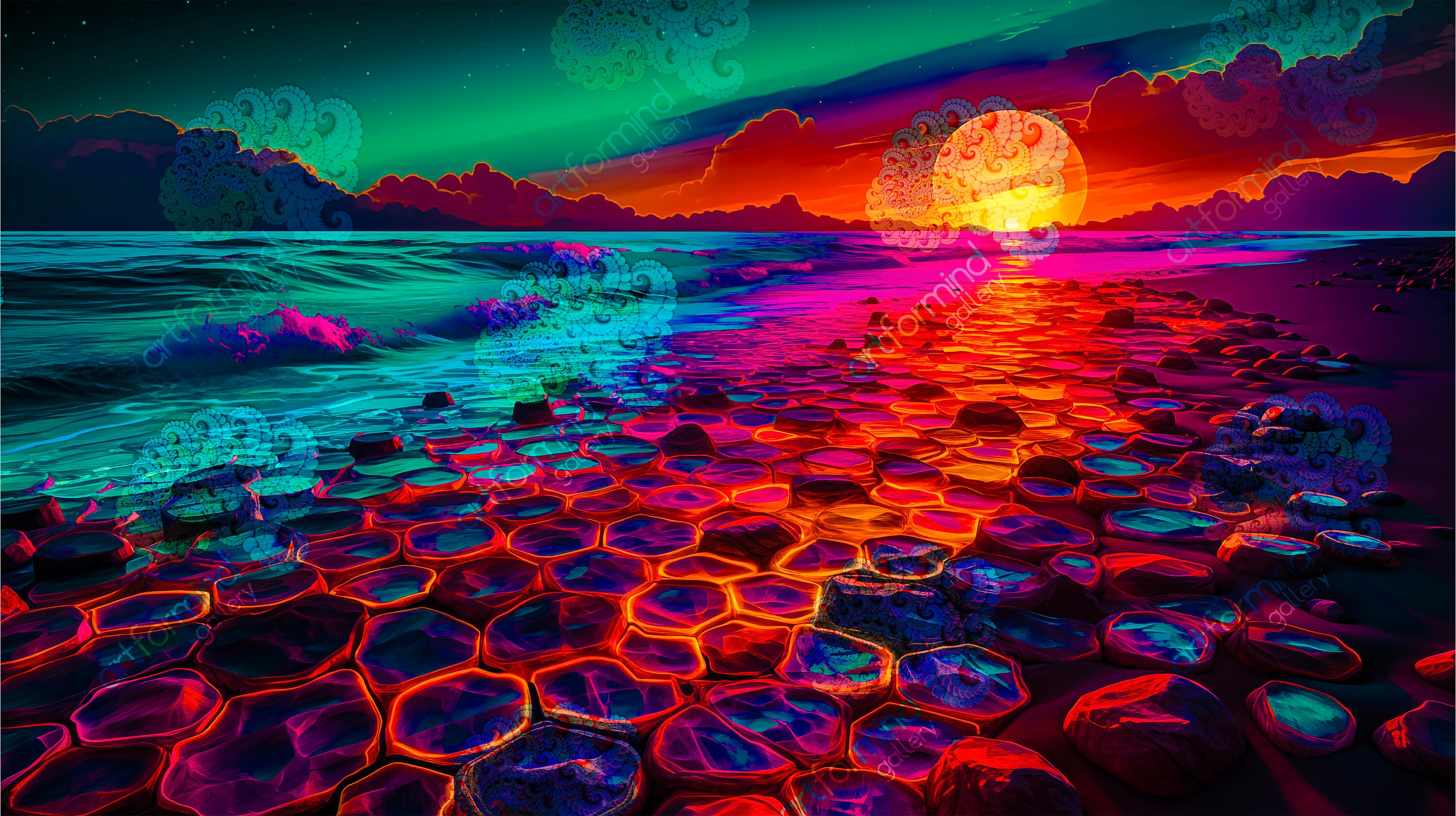 Blacklight Backdrop "my Ocean" Psychedelic Trippy UV Reactive Tapestry ...