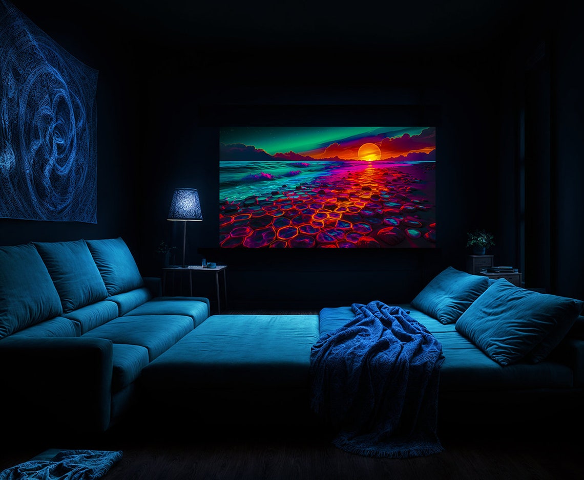 Blacklight Backdrop "my Ocean" Psychedelic Trippy UV Reactive Tapestry ...