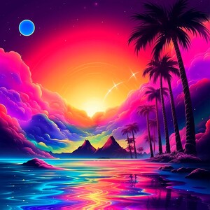 UV TAPESTRY «tropical Mirage» Blacklight Trippy Backdrop Bright ...