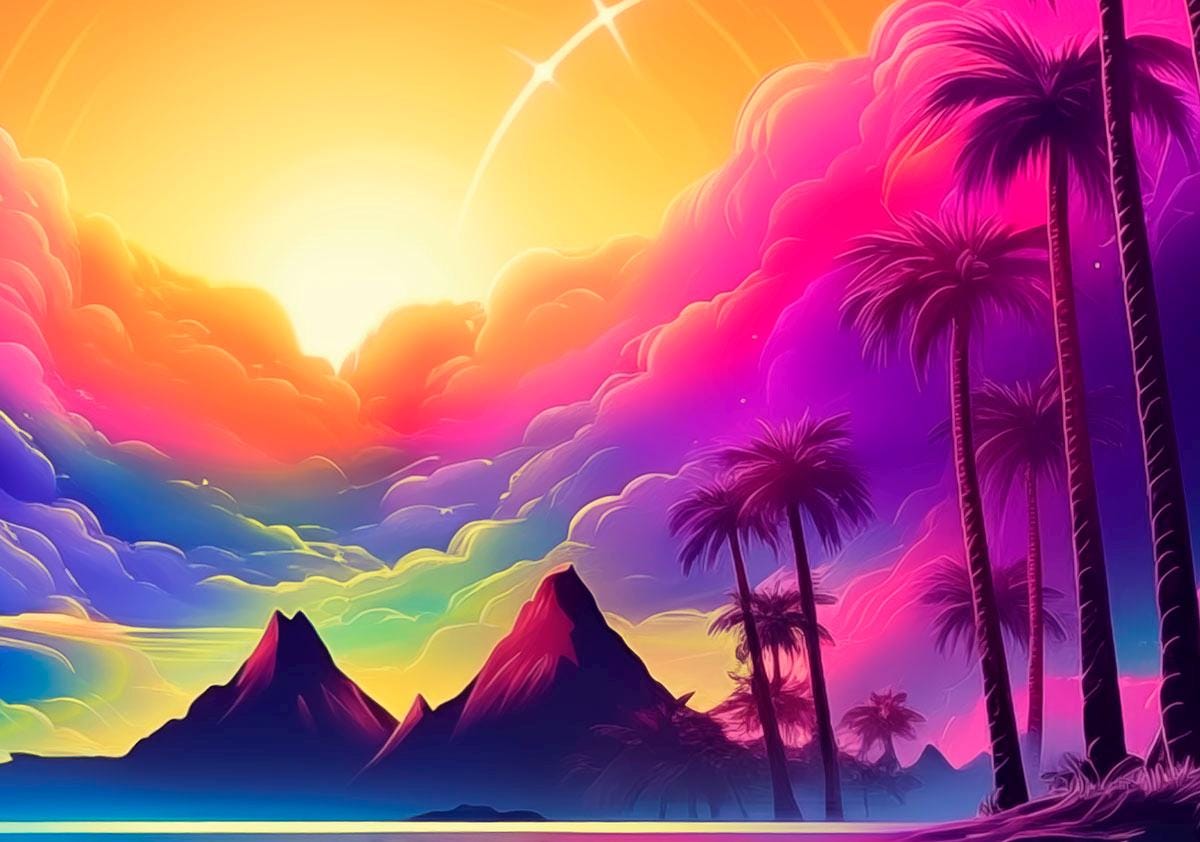 UV TAPESTRY «tropical Mirage» Blacklight Trippy Backdrop Bright ...