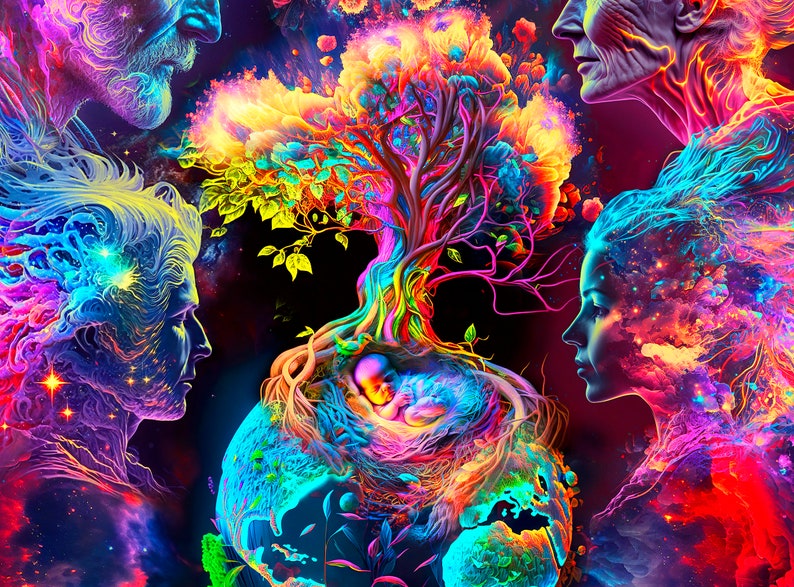 Trippy Backdrop lineage UV Active Blacklight Psychedelic Tapestry Glow ...