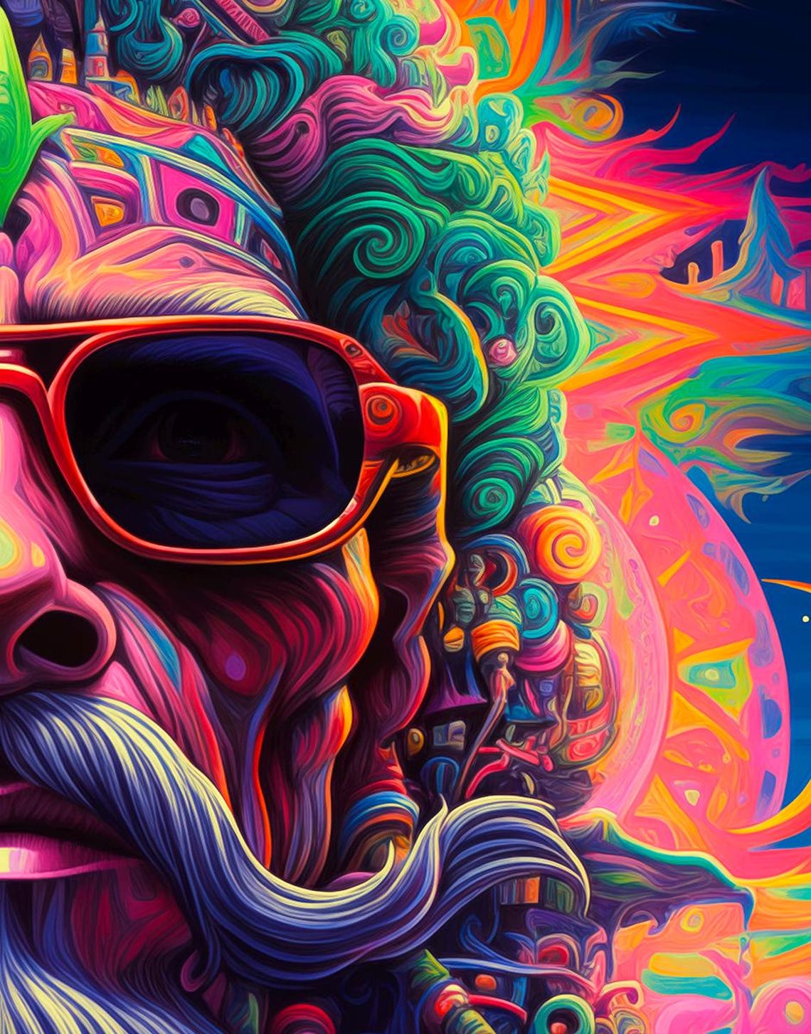 UV Backdrop «hippie Voyager» - Psychedelic Black Light Trippy Psy Acid ...