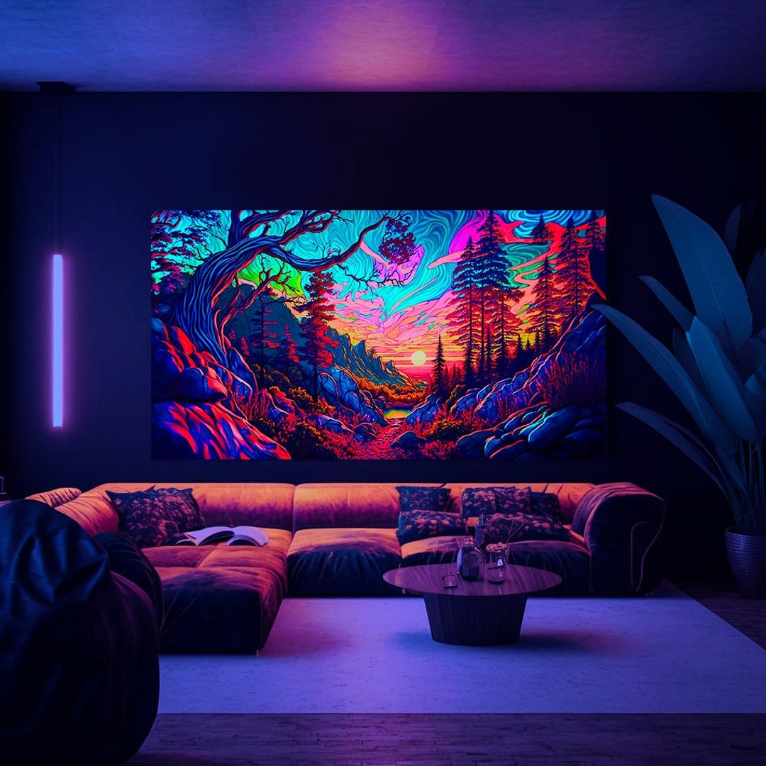 Blacklight Backdrop "morning Forest" Psychedelic Trippy UV Reactive ...