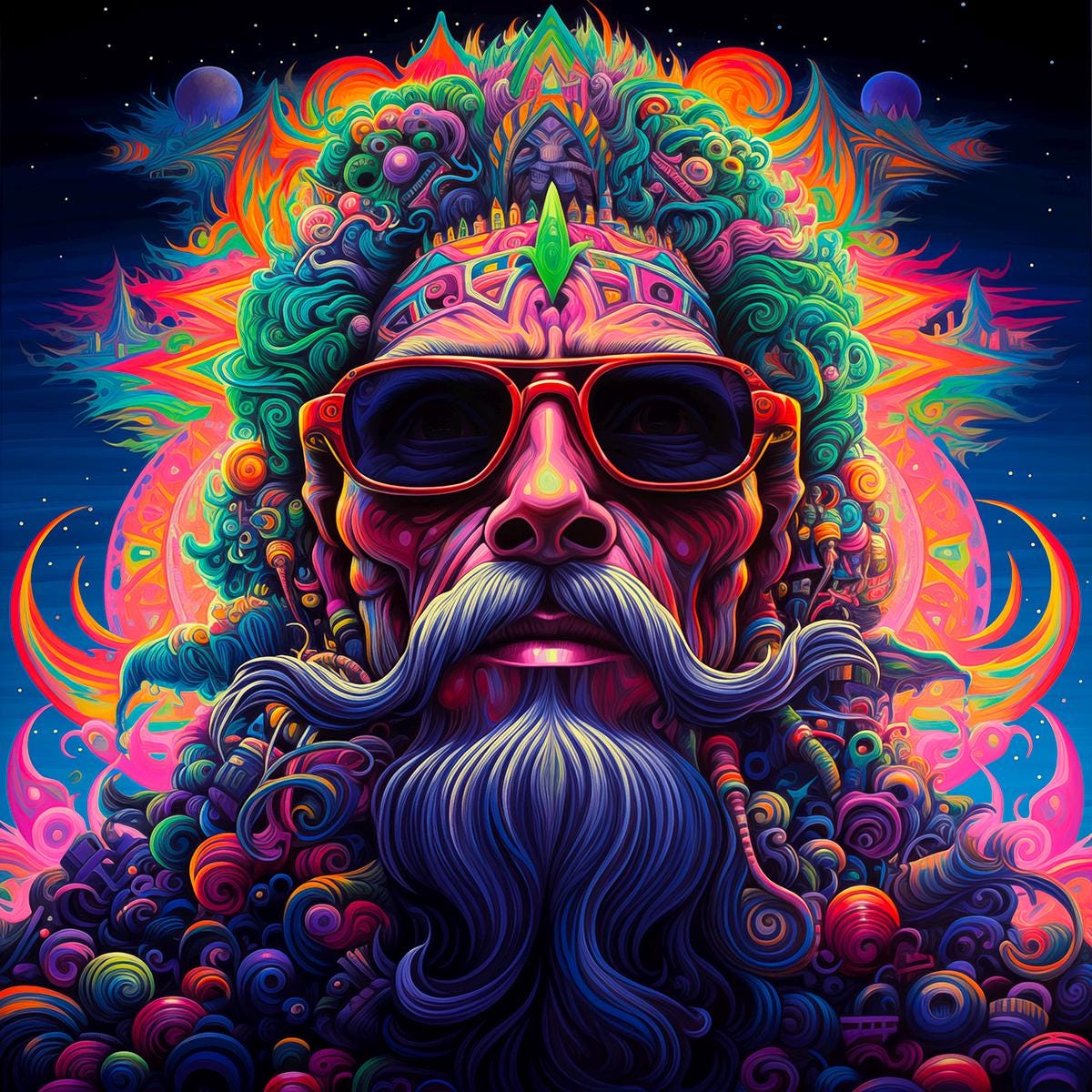 UV Backdrop «hippie Voyager» - Psychedelic Black Light Trippy Psy Acid ...