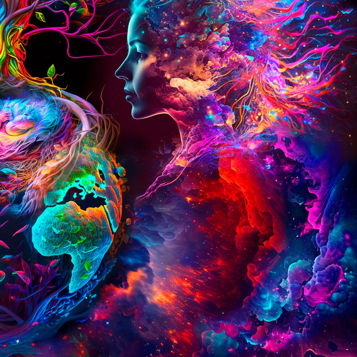 Trippy Backdrop lineage UV Active Blacklight Psychedelic Tapestry Glow ...