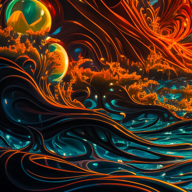 Blacklight Backdrop my Ocean Psychedelic Trippy UV Reactive Tapestry ...