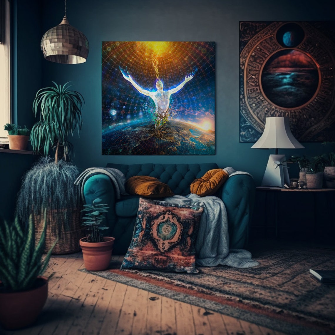 Spiritual Fantasy Psychedelic Earth Landscape "algiz" - Cosmic Energy ...