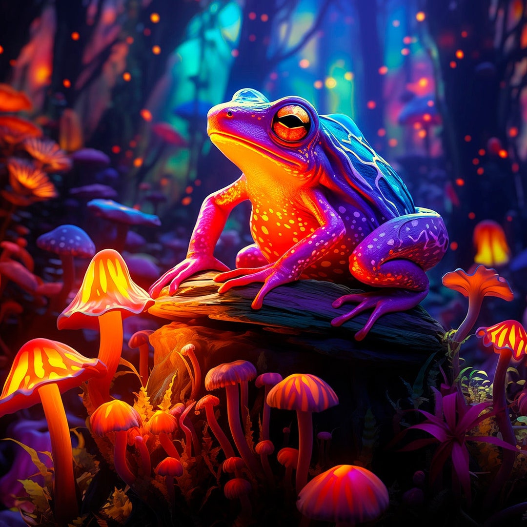 UV Tapestry "frog's Kingdom" Blacklight Psychedelic Decor Uv Glow ...