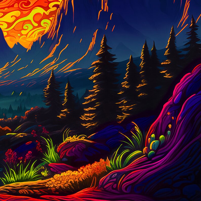Blacklight Backdrop "sunset Valley" Psychedelic Trippy UV Reactive ...