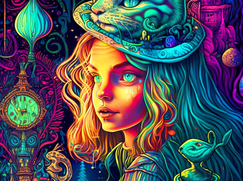 Psychedelic Tapestry alice in Wonderland UV - Etsy