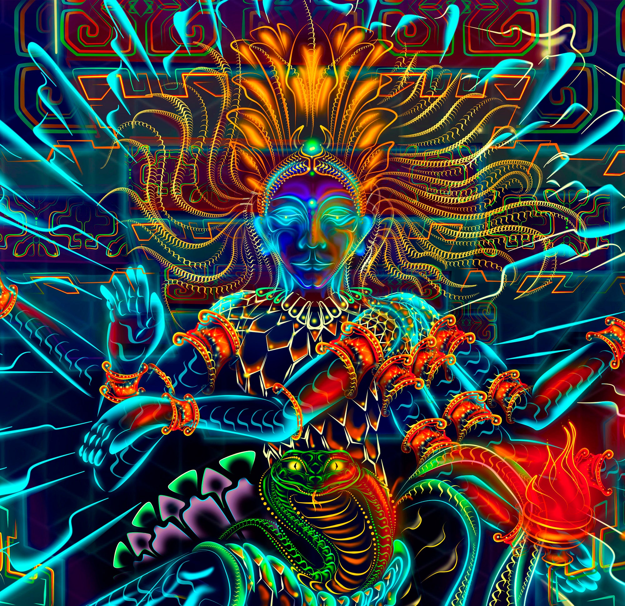 Sacred Tapestry Shiva Dance Blacklight Psychedelic Decor Uv Glow Trippy ...