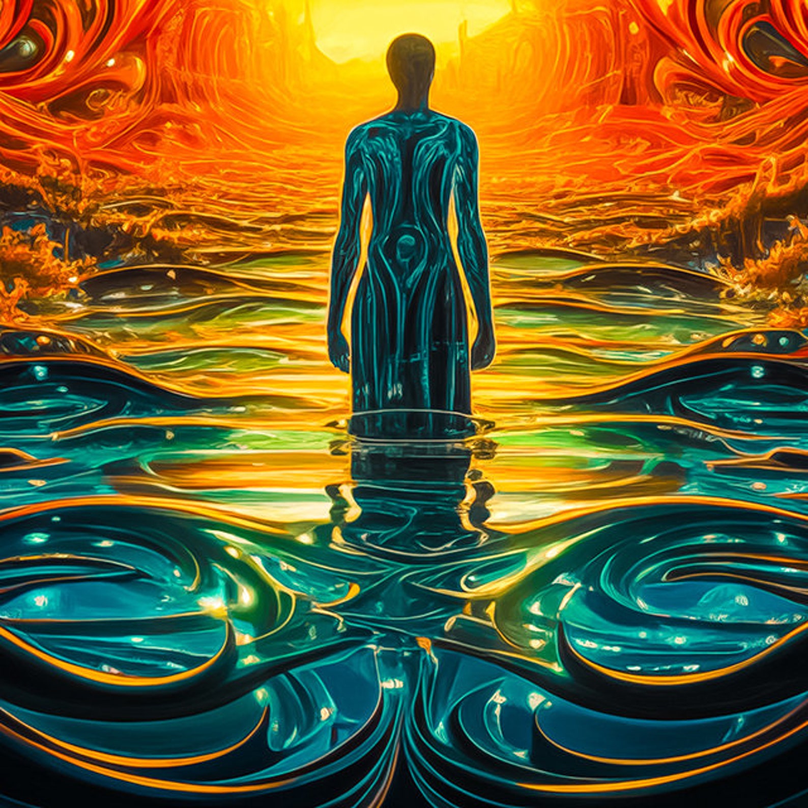 Blacklight Backdrop "my Ocean" Psychedelic Trippy UV Reactive Tapestry ...