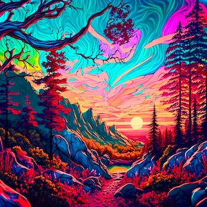 Blacklight Backdrop morning Forest Psychedelic - Etsy