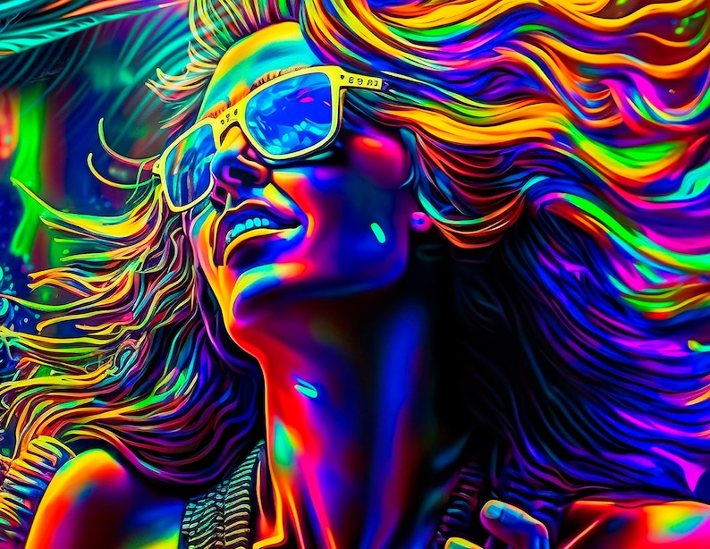 Blacklight Backdrop "psychedelic Dj" - UV Reactive Trippy Rave Tapestry ...