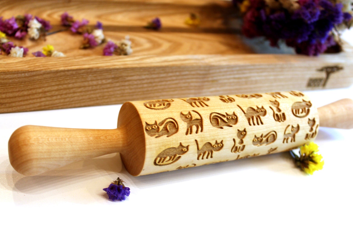 Engraved Rolling Pin FUNNY CATS, Embossing Rolling Pin, Christmas Gift ...